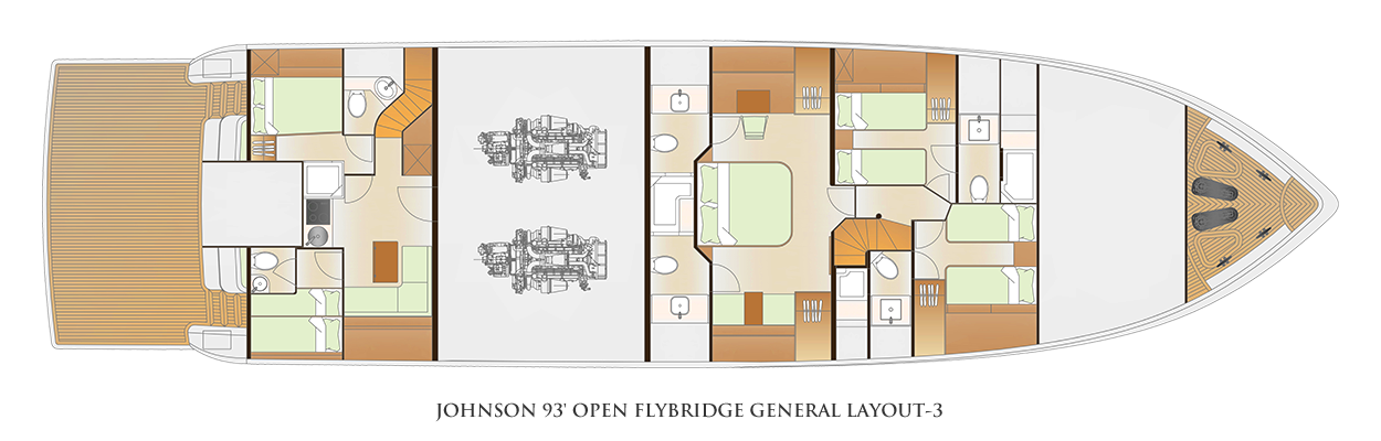 johnson-93-open-flybridge-general-layout-3 | JOHNSON YACHTS